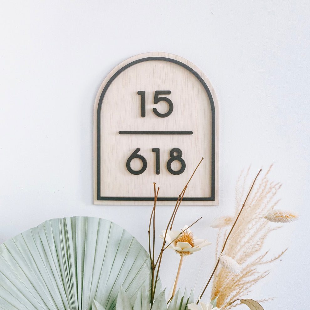 Minimalist Arch Shape Unit Sign | Customised Unit Number Signs | The ...